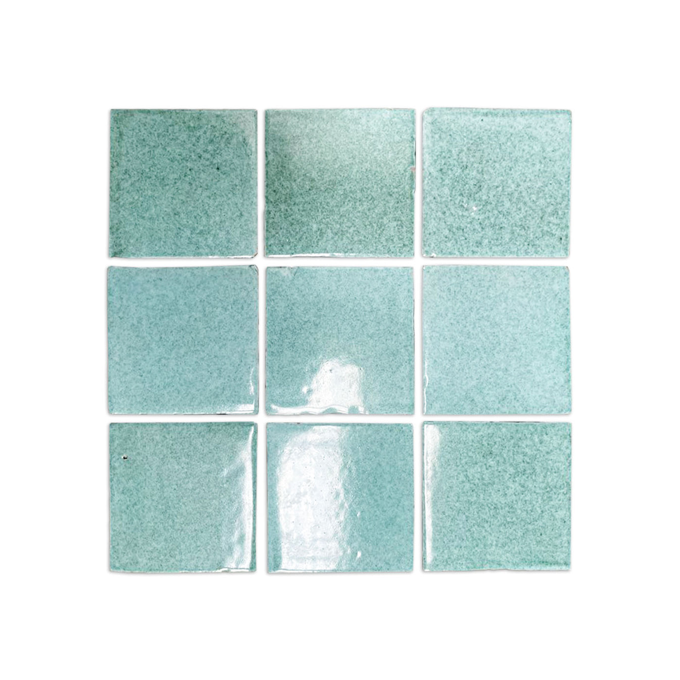 Zellige Tile - Square - Light Green 4"x4" - Gloss Finish - Clay Imports
