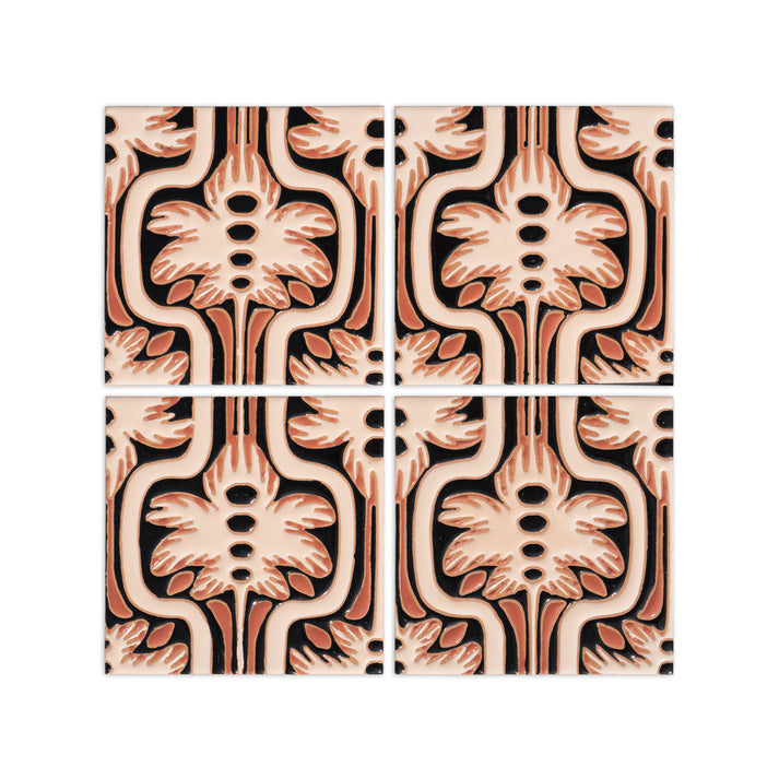 Relief Palmetto Shoreline Tile 6" x 6" - Clay Imports