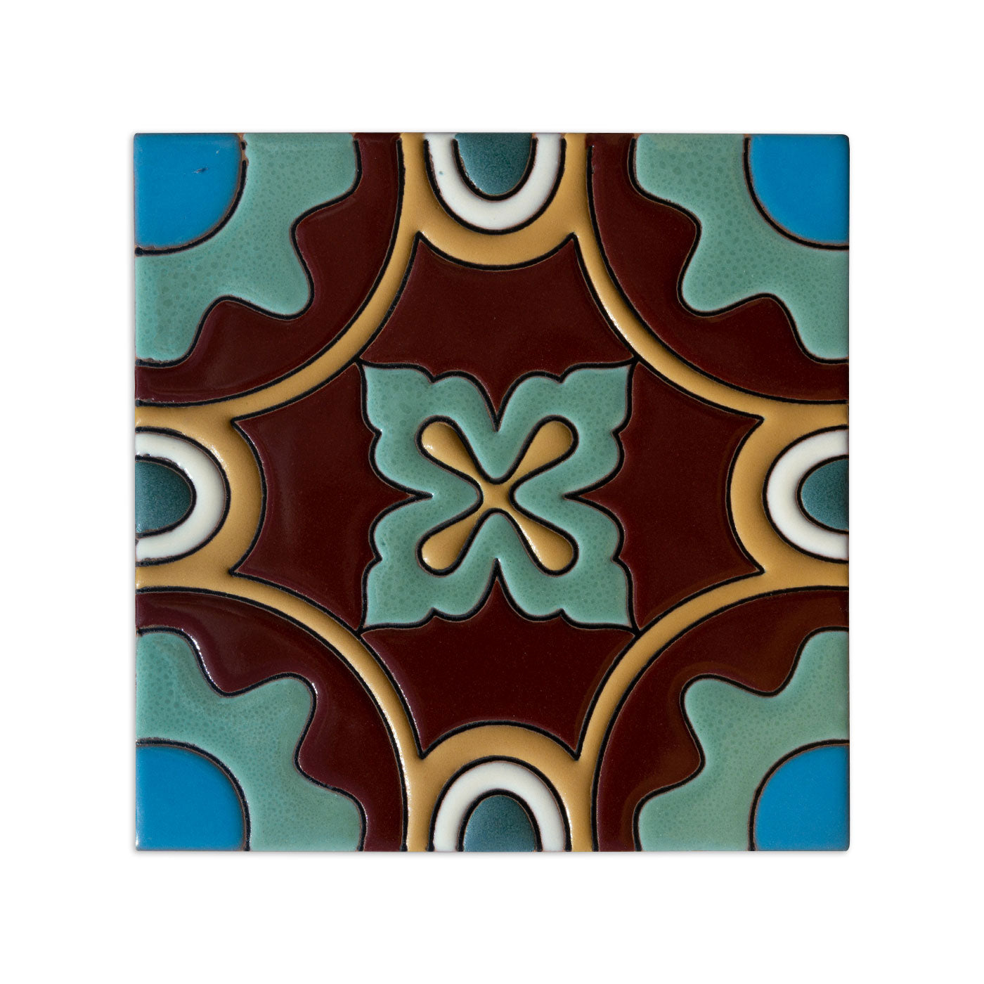 Relief Iris Tile 6"x6" – Artisan Handmade Relief Tile | Clay Imports