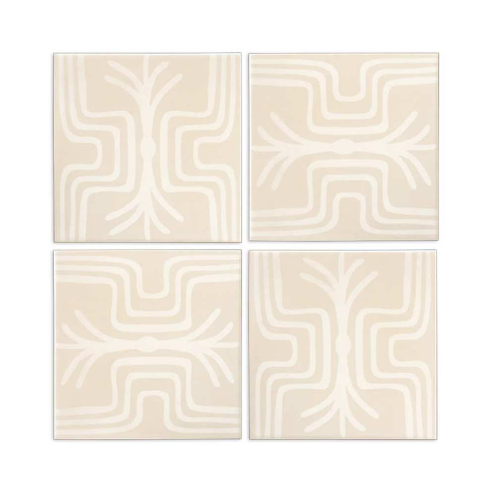 Square Pattern Fringe Dew White 8" by 8" Tile - Clay Imports Online Store