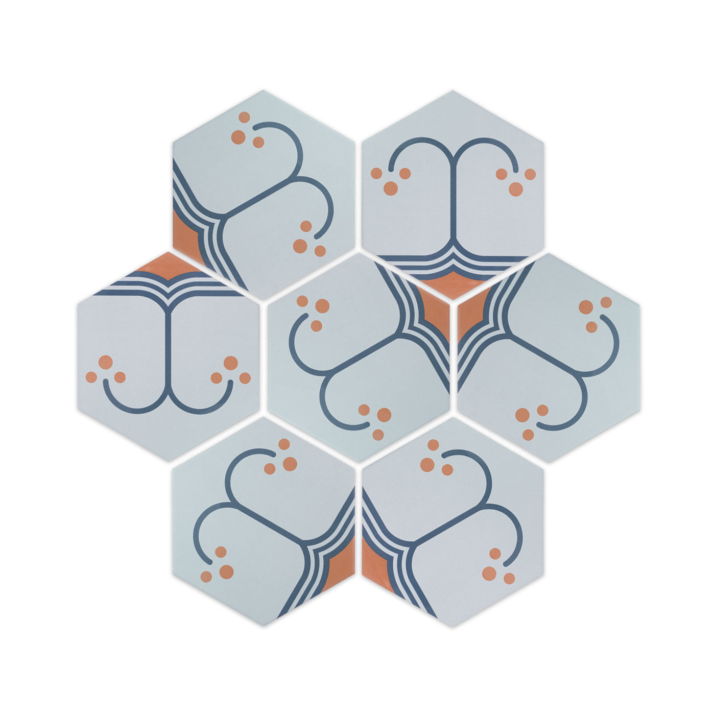 Unique Pattern Hexagon Tile - Naranjas Day Trip 8" - Clay Imports ...