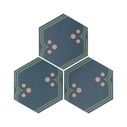 Unique Pattern Hexagon Tile - Pomelo Midnight Nopal 8" - Clay Imports ...