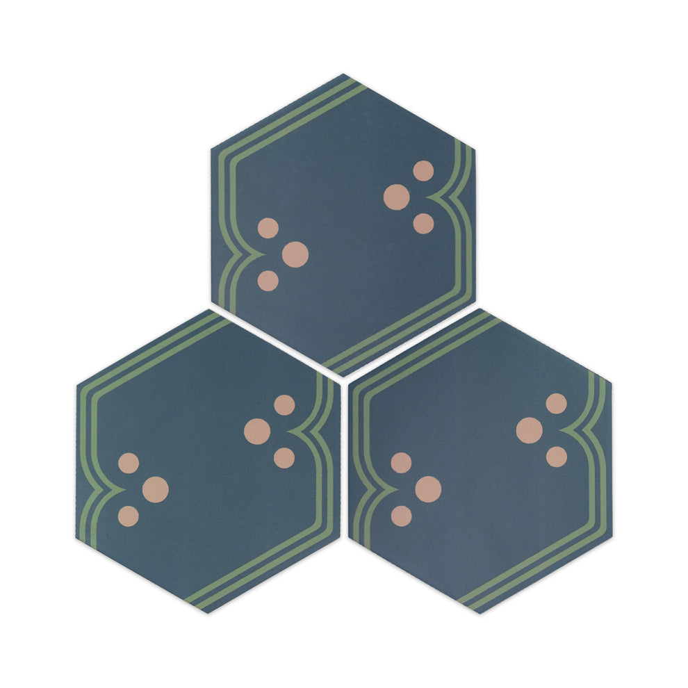 Unique Pattern Hexagon Tile - Pomelo Midnight Nopal 8" - Clay Imports ...