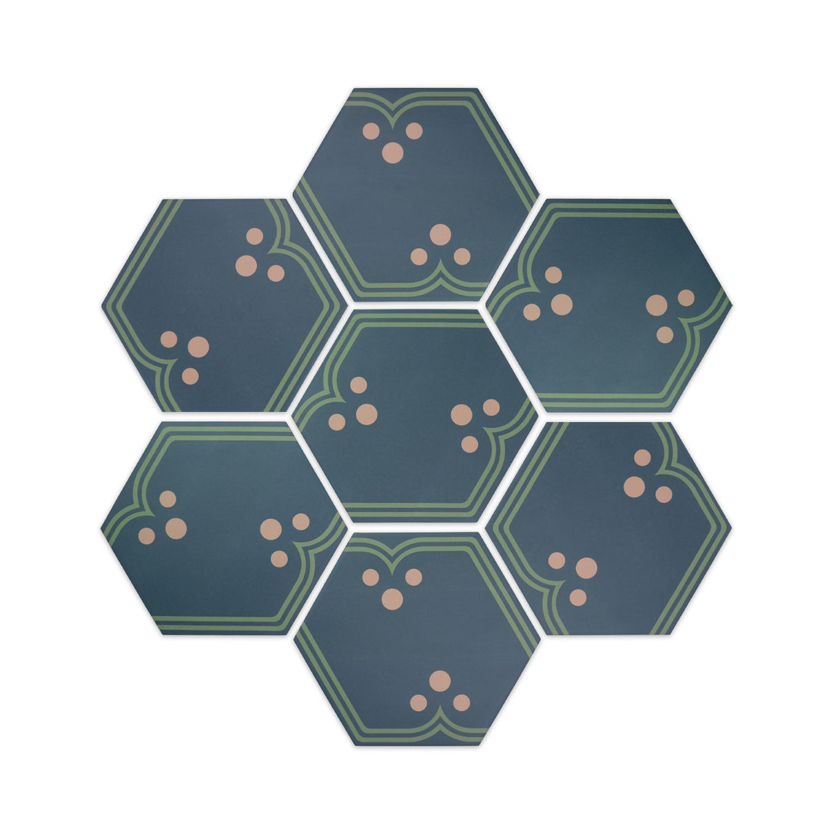 Unique Pattern Hexagon Tile - Pomelo Midnight Nopal 8" - Clay Imports ...