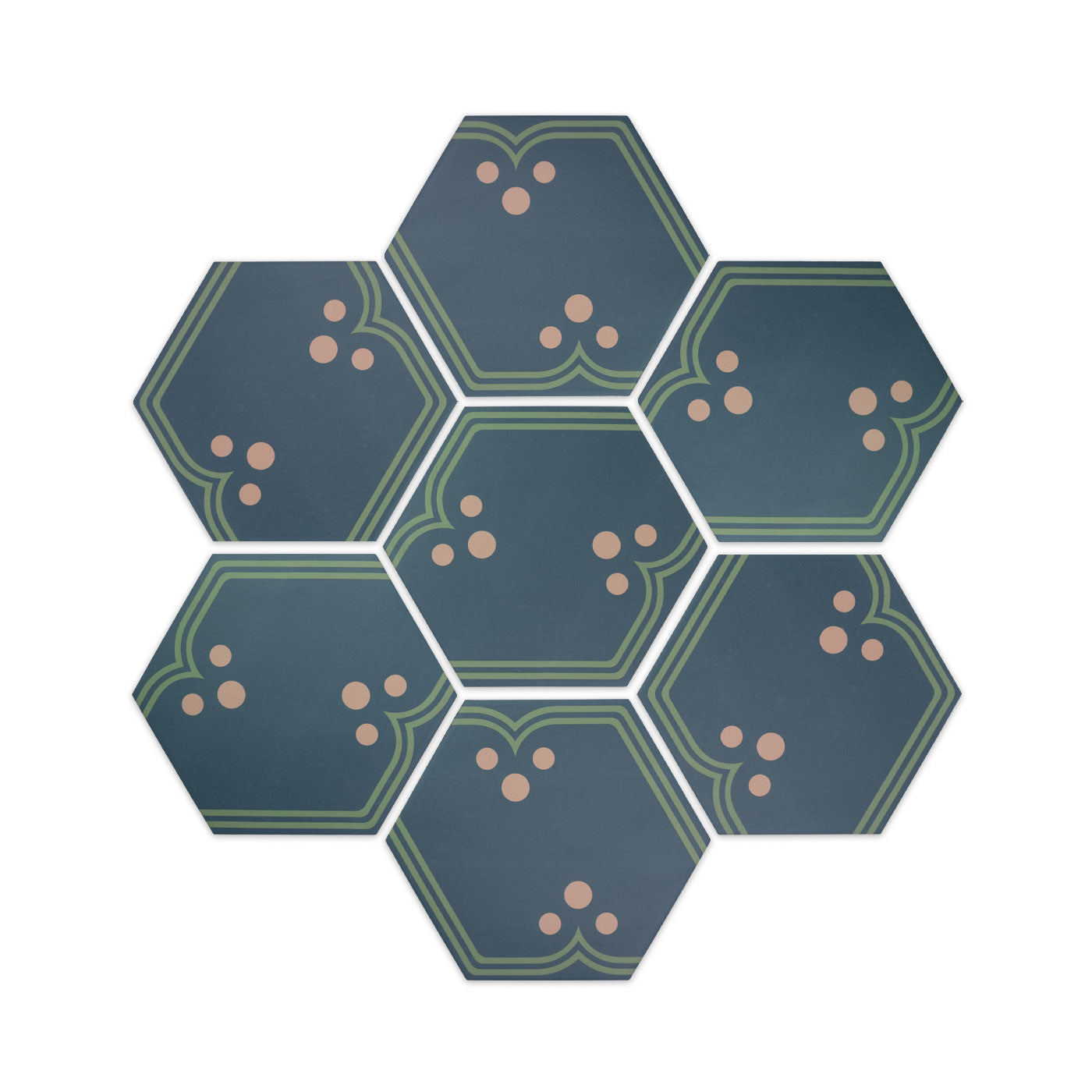 Unique Pattern Hexagon Tile - Pomelo Midnight Nopal 8" - Clay Imports ...