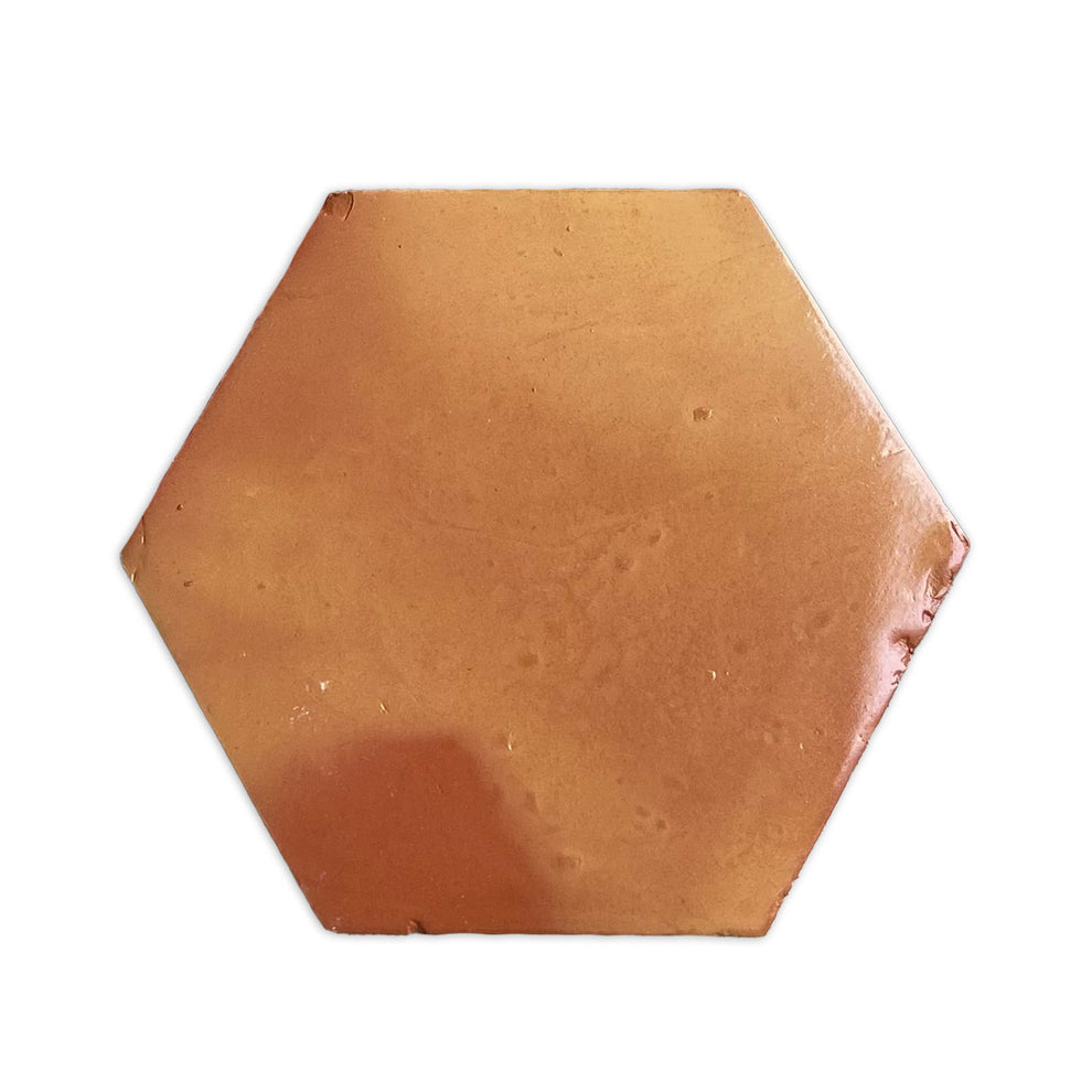 Hexagon 8" Saltillo Tile – Glossy Handmade Terracotta Hex | Clay Imports