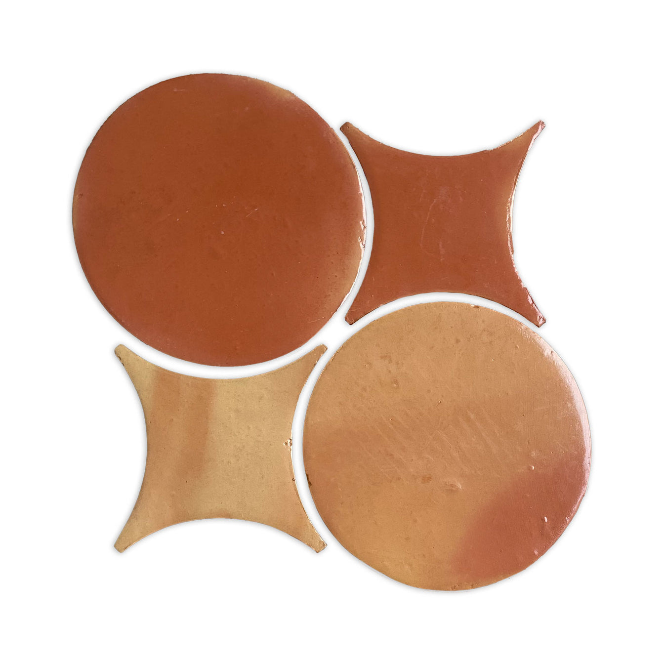 Rombo + Circle 8" Saltillo Tile Set – Gloss Smooth Handmade Terracotta ...