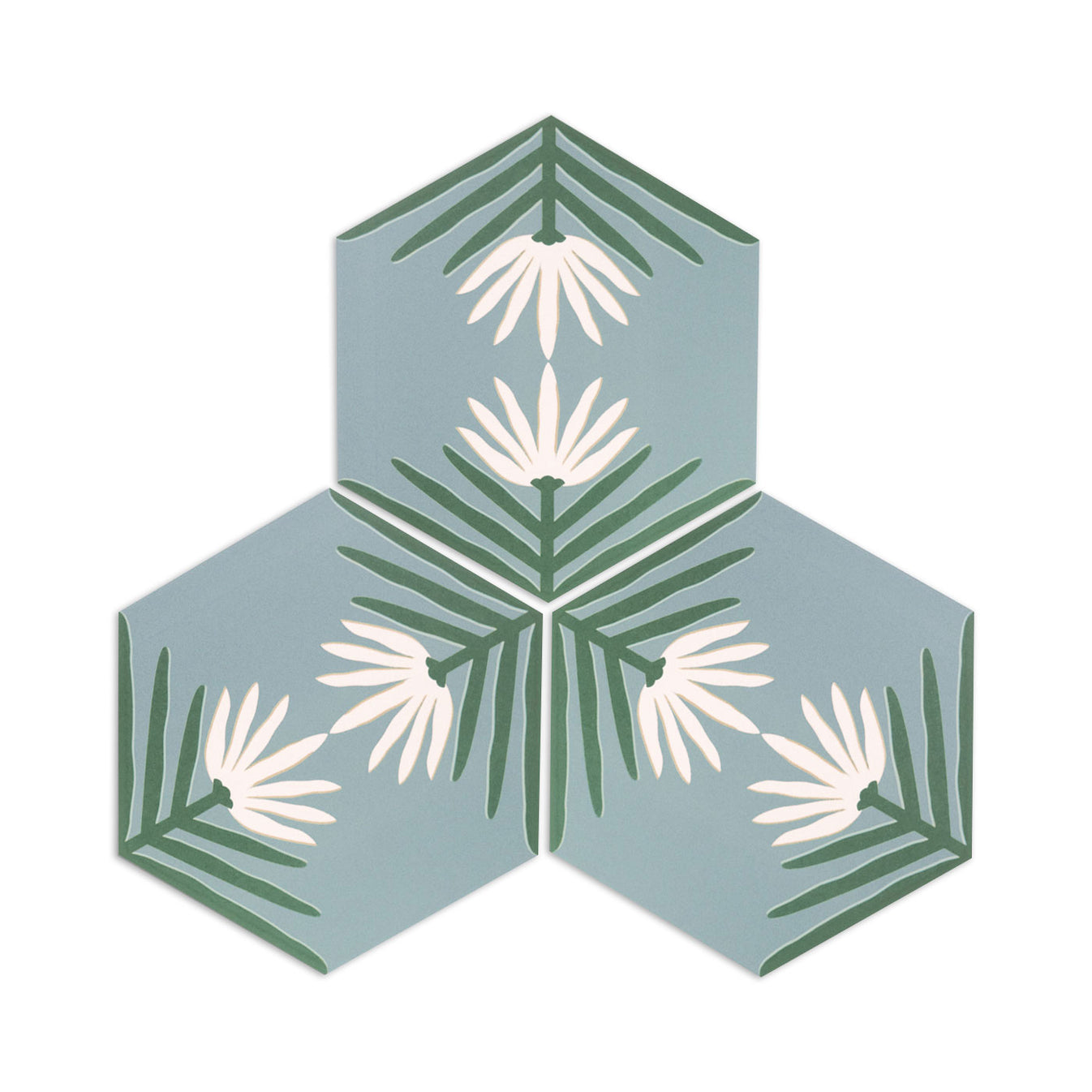 Lotus Tile – Cantina Blue Hex | Tropical Tile | Clay Imports