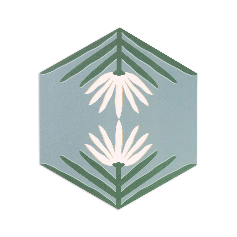 Lotus Tile – Cantina Blue Hex | Tropical Tile | Clay Imports
