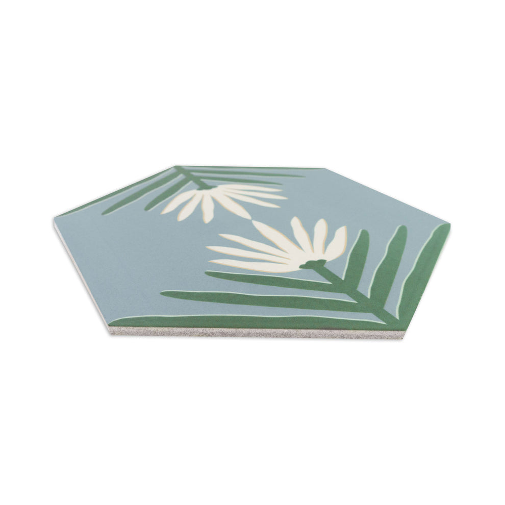 Lotus Tile – Cantina Blue Hex | Tropical Tile | Clay Imports
