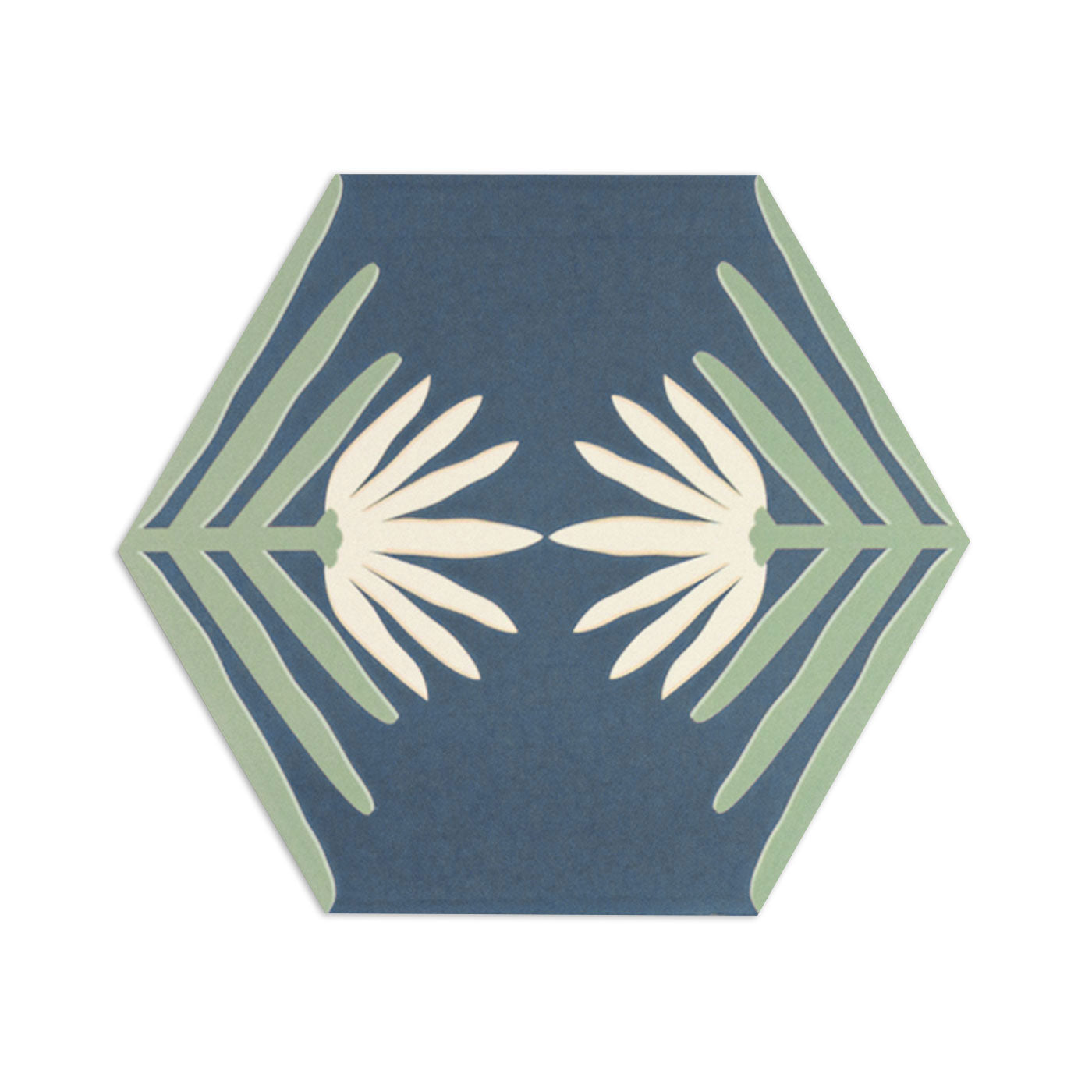 Lotus Tile – Midnight Blue Hex | Floral Hand-Painted Tile | Clay Imports
