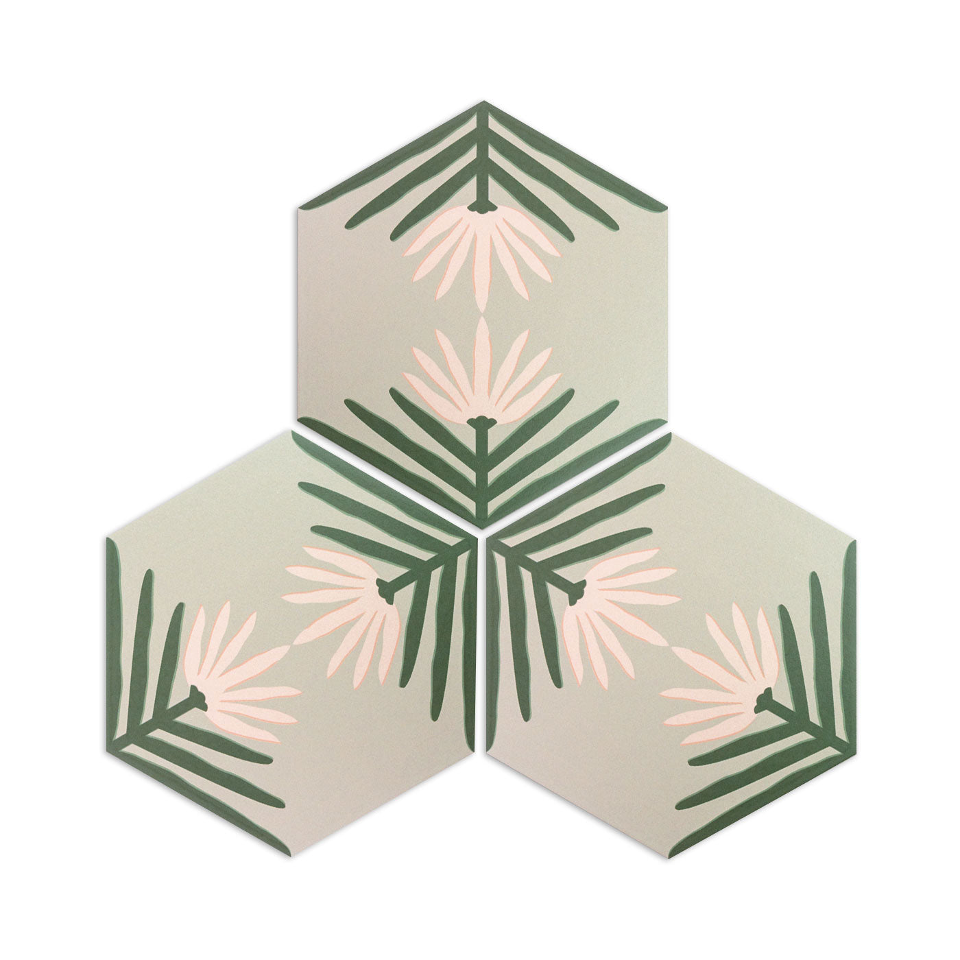 Lotus Tile – Peyote Green Hex | Botanical Tile | Clay Imports