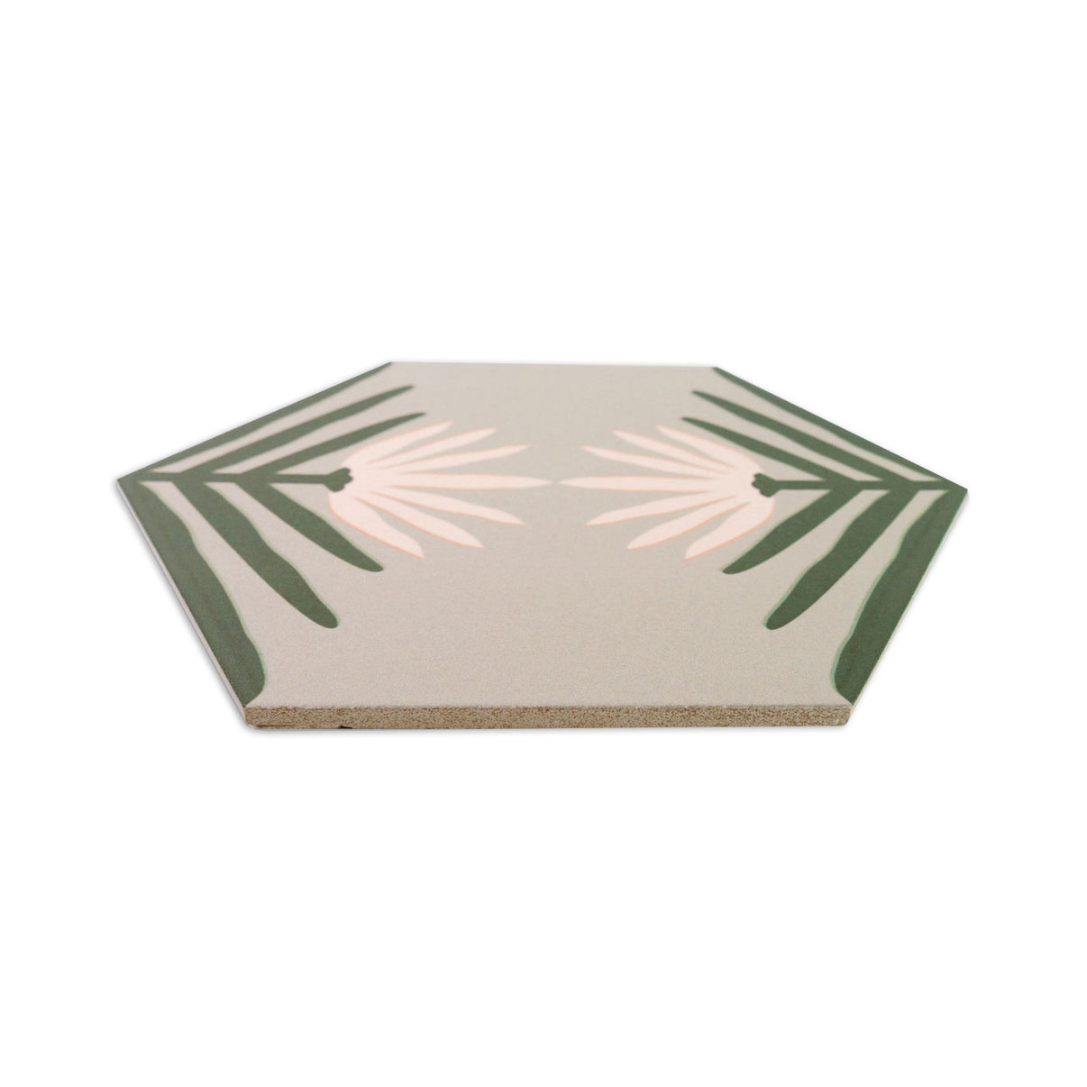 Lotus Tile – Peyote Green Hex | Botanical Tile | Clay Imports