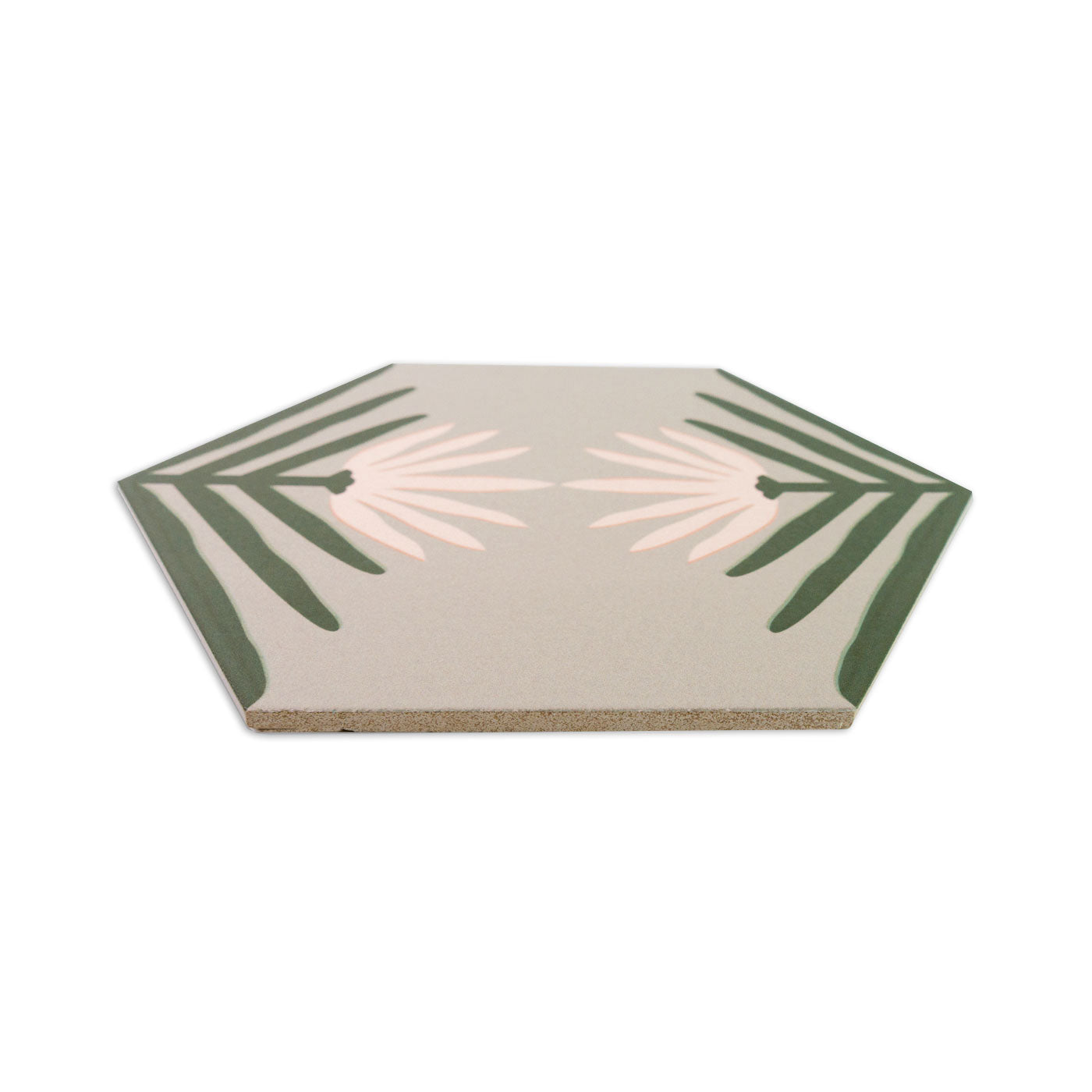 Lotus Tile – Peyote Green Hex | Botanical Tile | Clay Imports