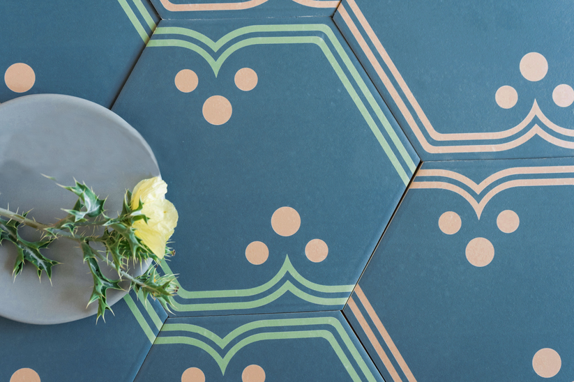 Unique Pattern Hexagon Tile - Pomelo Midnight Nopal 8" - Clay Imports ...