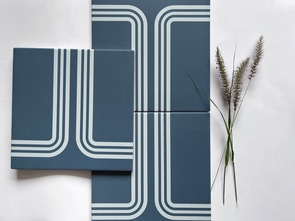 Unique Pattern Square Tile - Conectada Midnight 8"x8" - Clay Imports ...