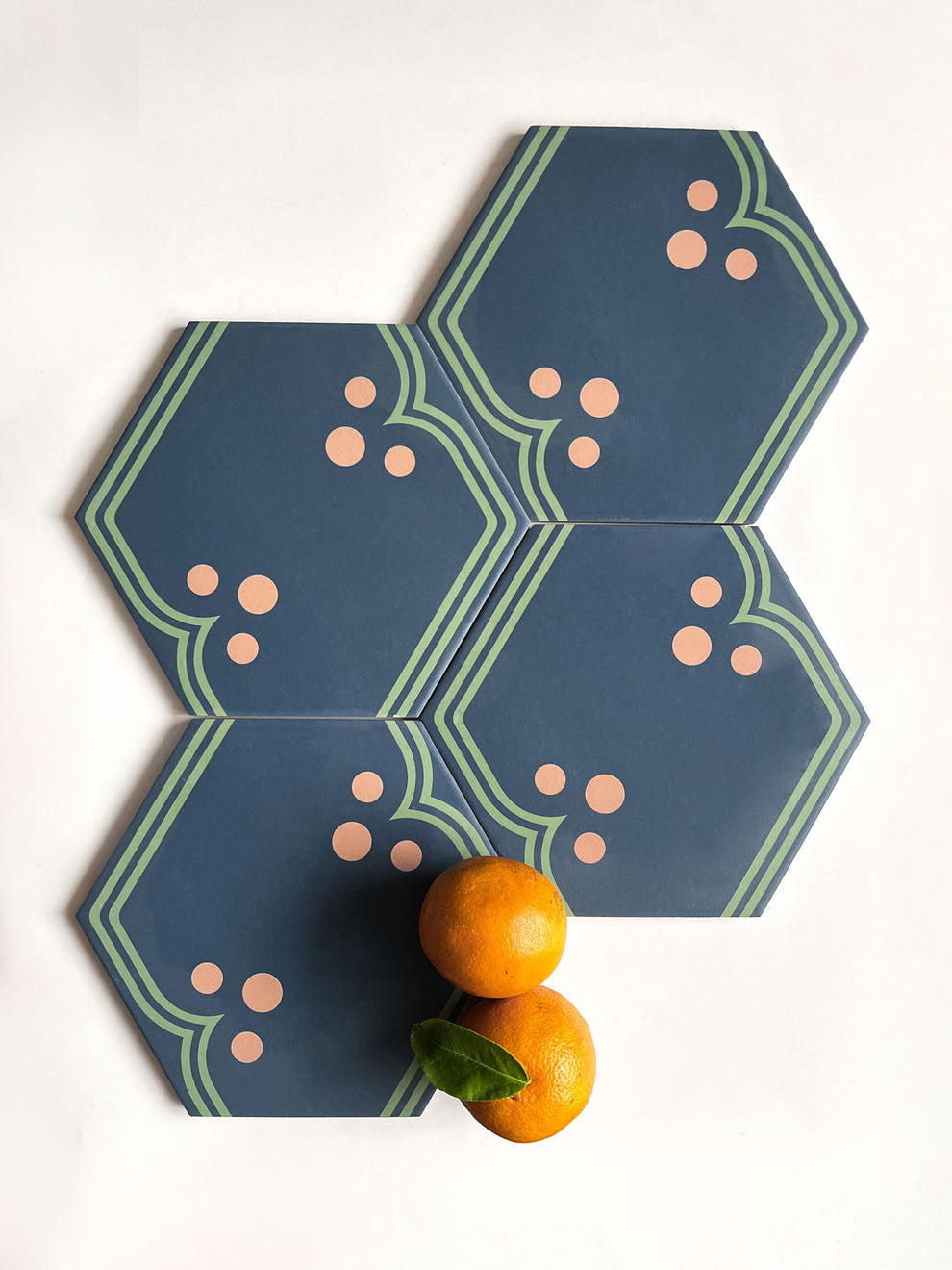 Unique Pattern Hexagon Tile - Pomelo Midnight Nopal 8" - Clay Imports ...