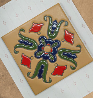 Relief Lirio Tile 6" x 6" - Clay Imports