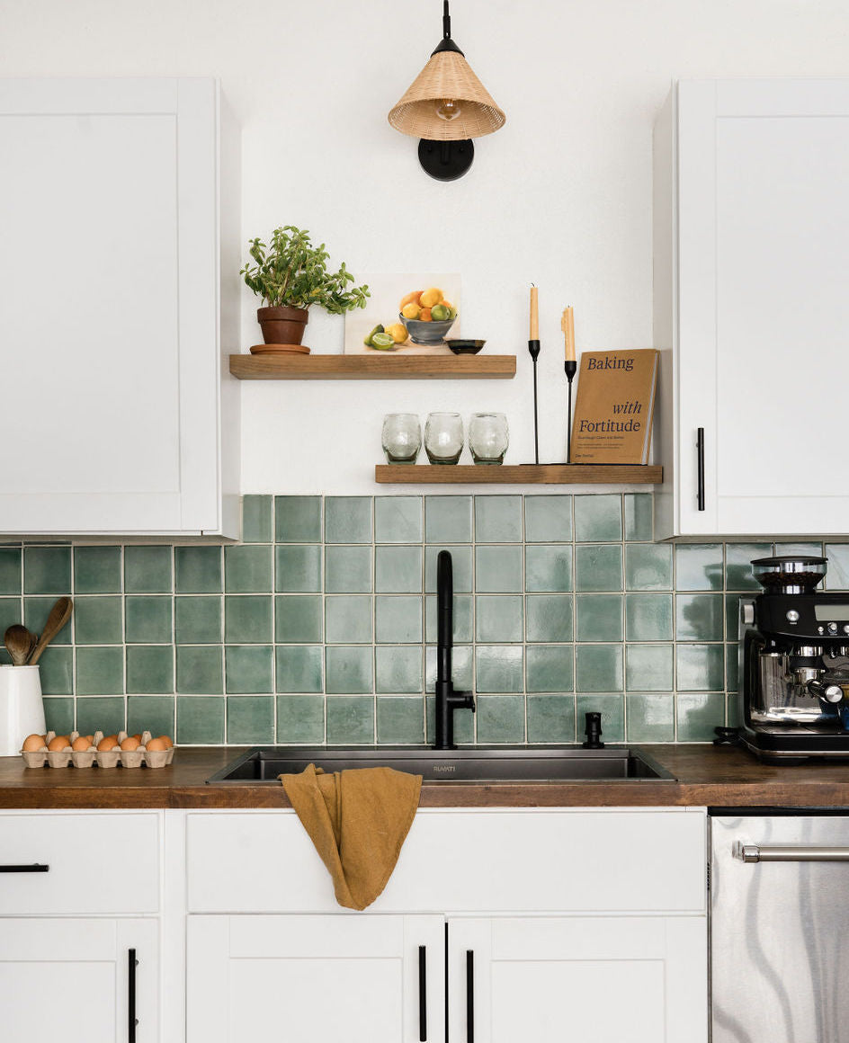 Solid Square Tile - Meadow 4"x4" - Green Tile - Clay Imports