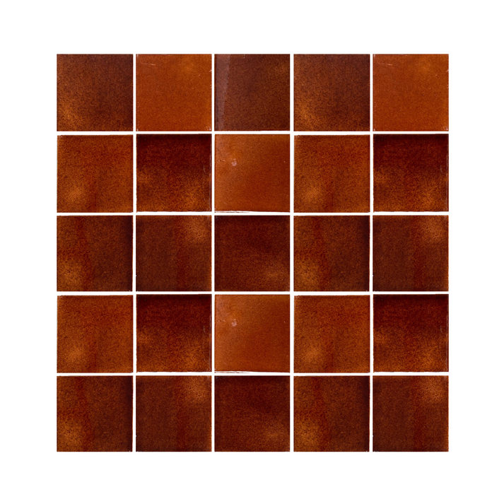 Root Beer 2"x2" Square Meshed l Mosaic Tile l Clay Tile l Low ...