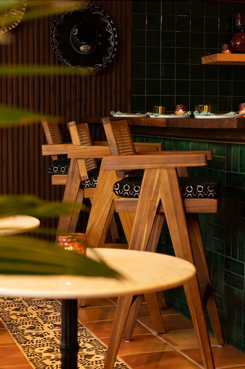 Square Pattern Sprig Vocho Black 8" by 8" Tile - Clay Imports Online Store